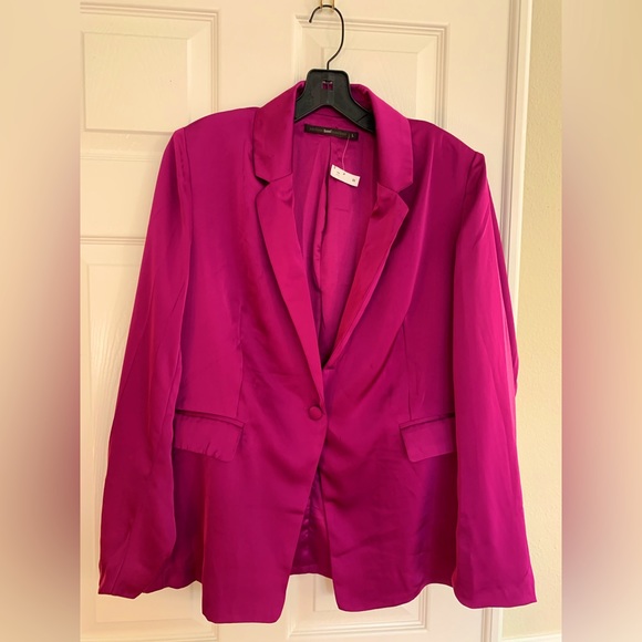 hazel | Jackets & Coats | Nwt Hazel Satin Blazer Raspberry Color Button ...